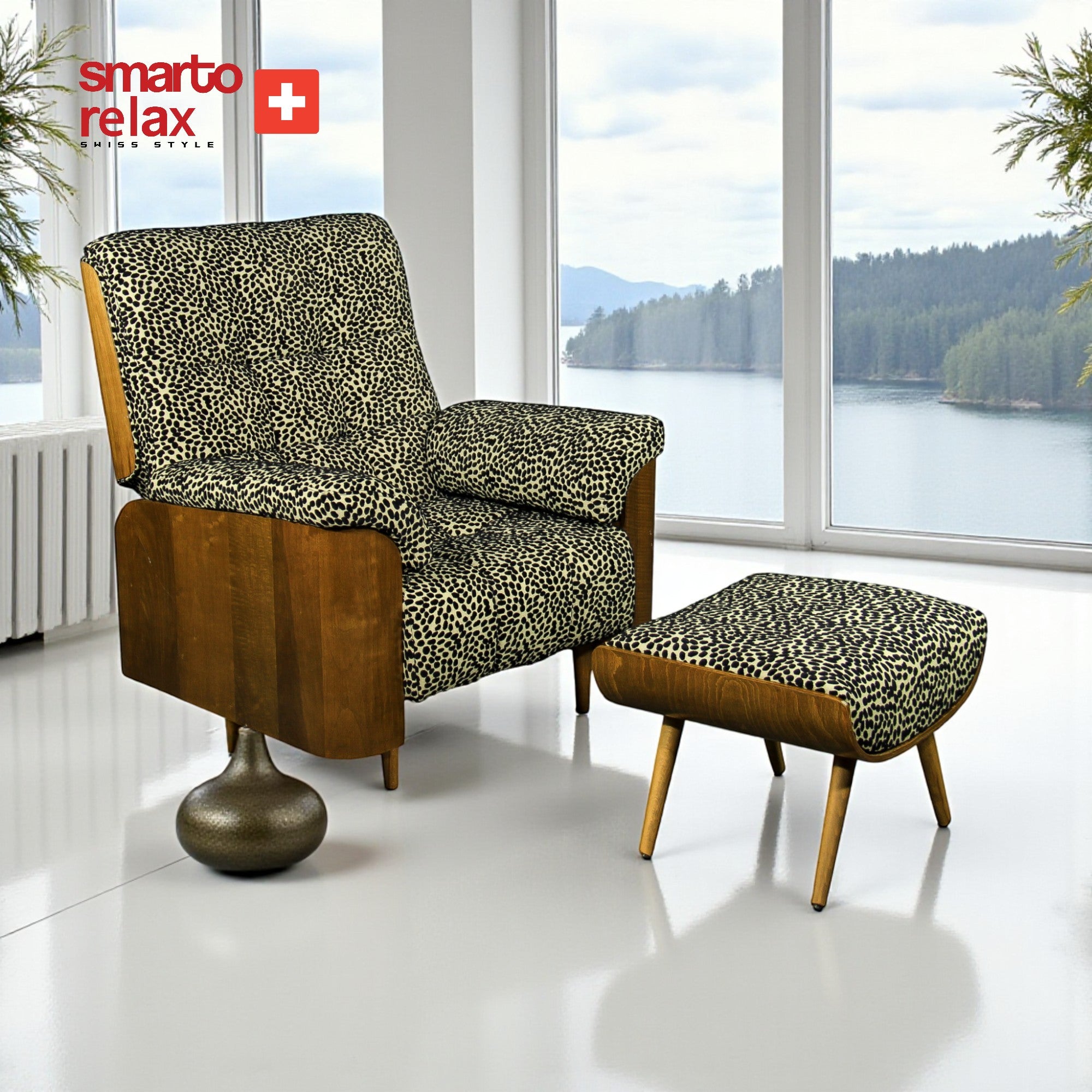 Smarto Relax TV Koltuğu Napoli Sabit Ergonomik Kadife/Şönil Beyaz Siya